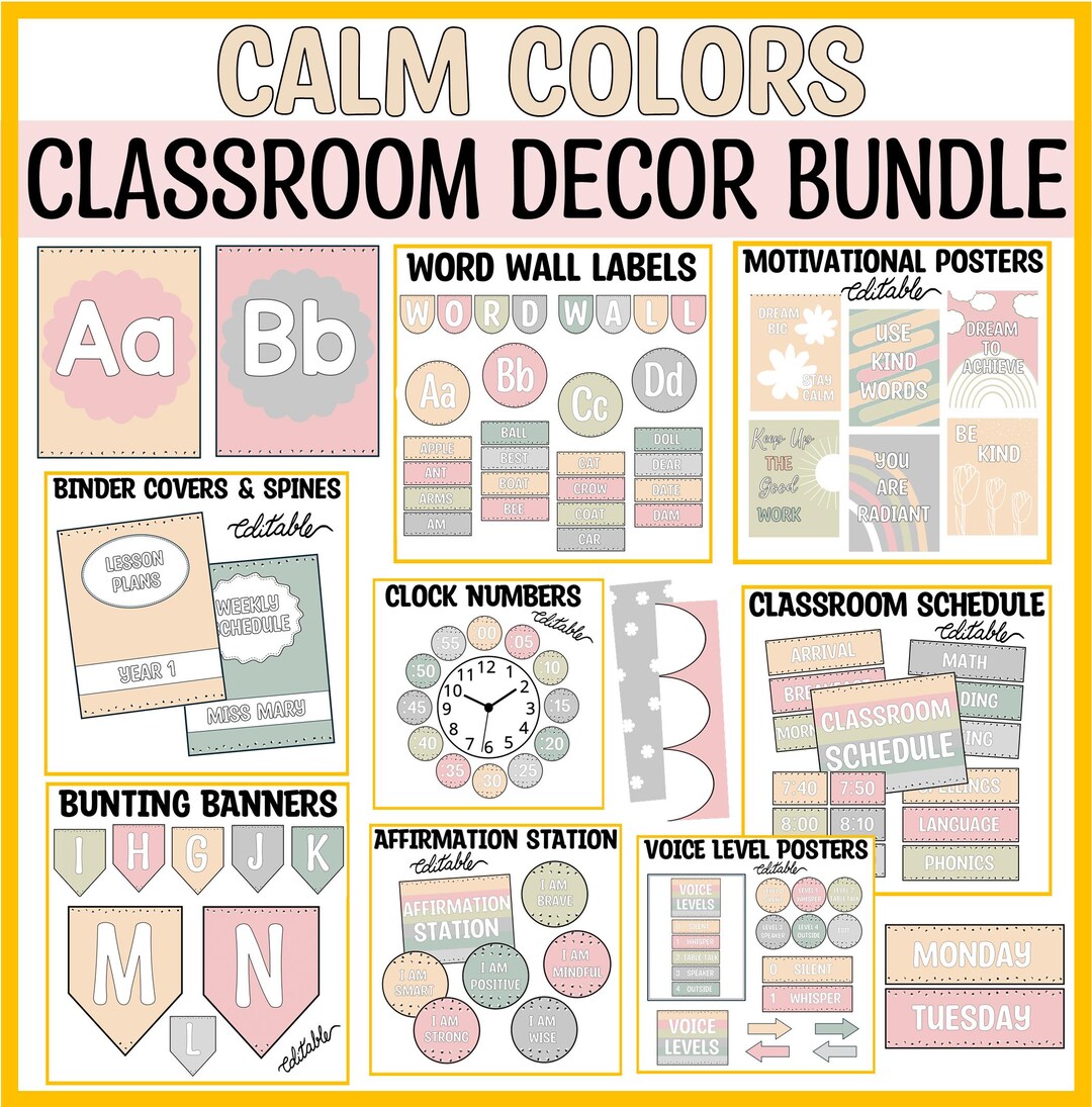 Printable Back to School Minimalist Classroom Decor Bundle Pack for ...