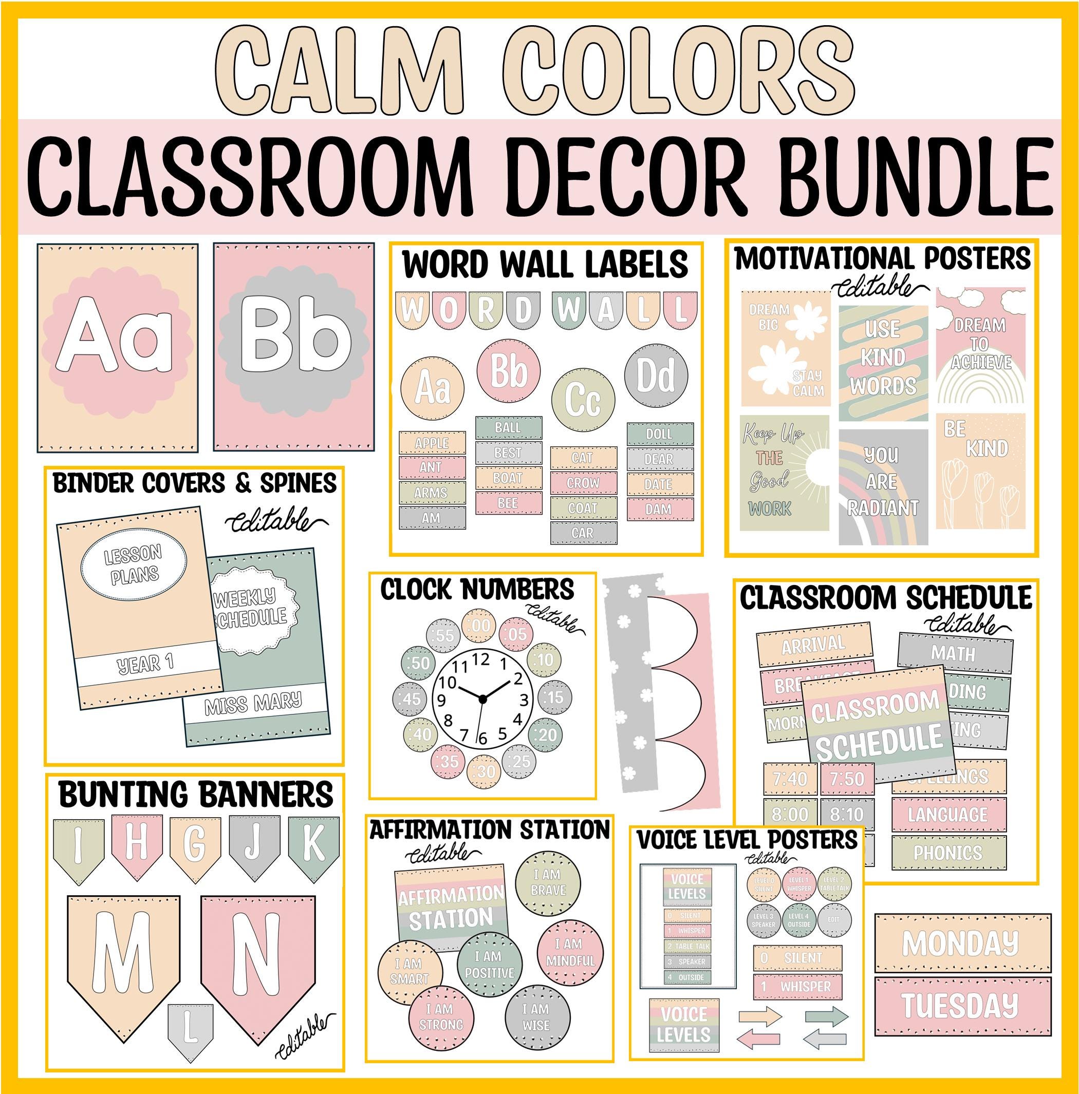 Printable Back to School Minimalist Classroom Decor Bundle Pack for ...