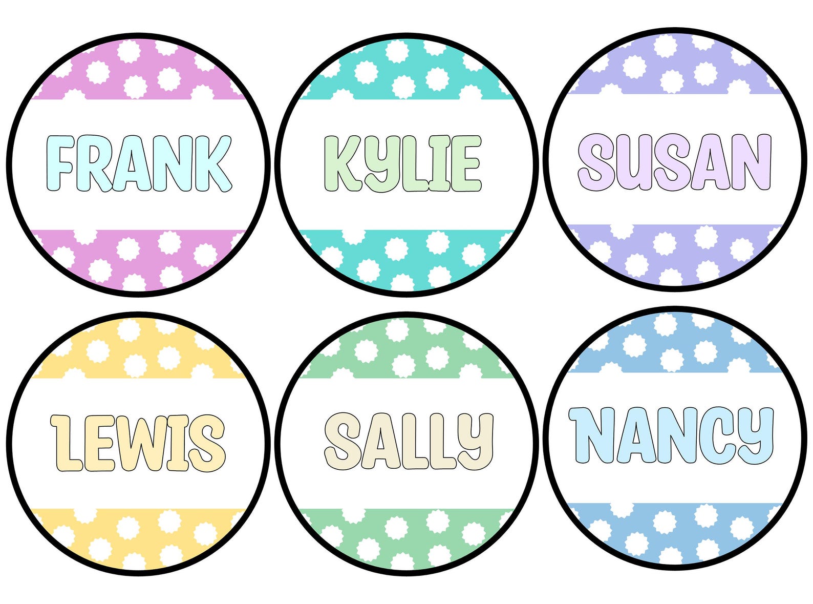 Back to School Round Name Tags, Printable Bright Student Name Tags ...