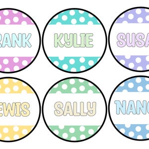 Back to School Round Name Tags, Printable Bright Student Name Tags ...