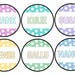 Back to School Round Name Tags, Printable Bright Student Name Tags ...