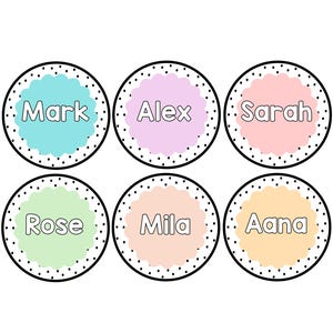 Back to School Printable Pastel Spotty Student Name Tags, Boho Nametags ...