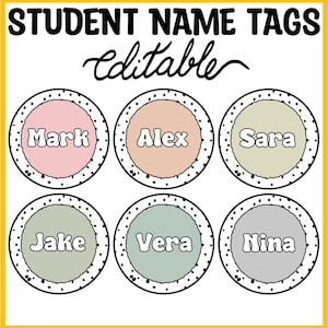 Printable Boho Neutral Spotty Student Name Labels, Back to School Kids ...