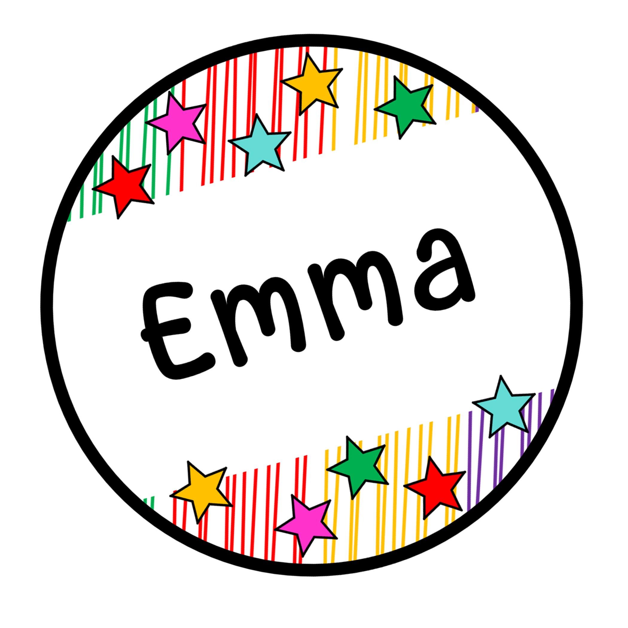 Printable Bright Stars Round Student Name Labels, Colorful Classroom ...