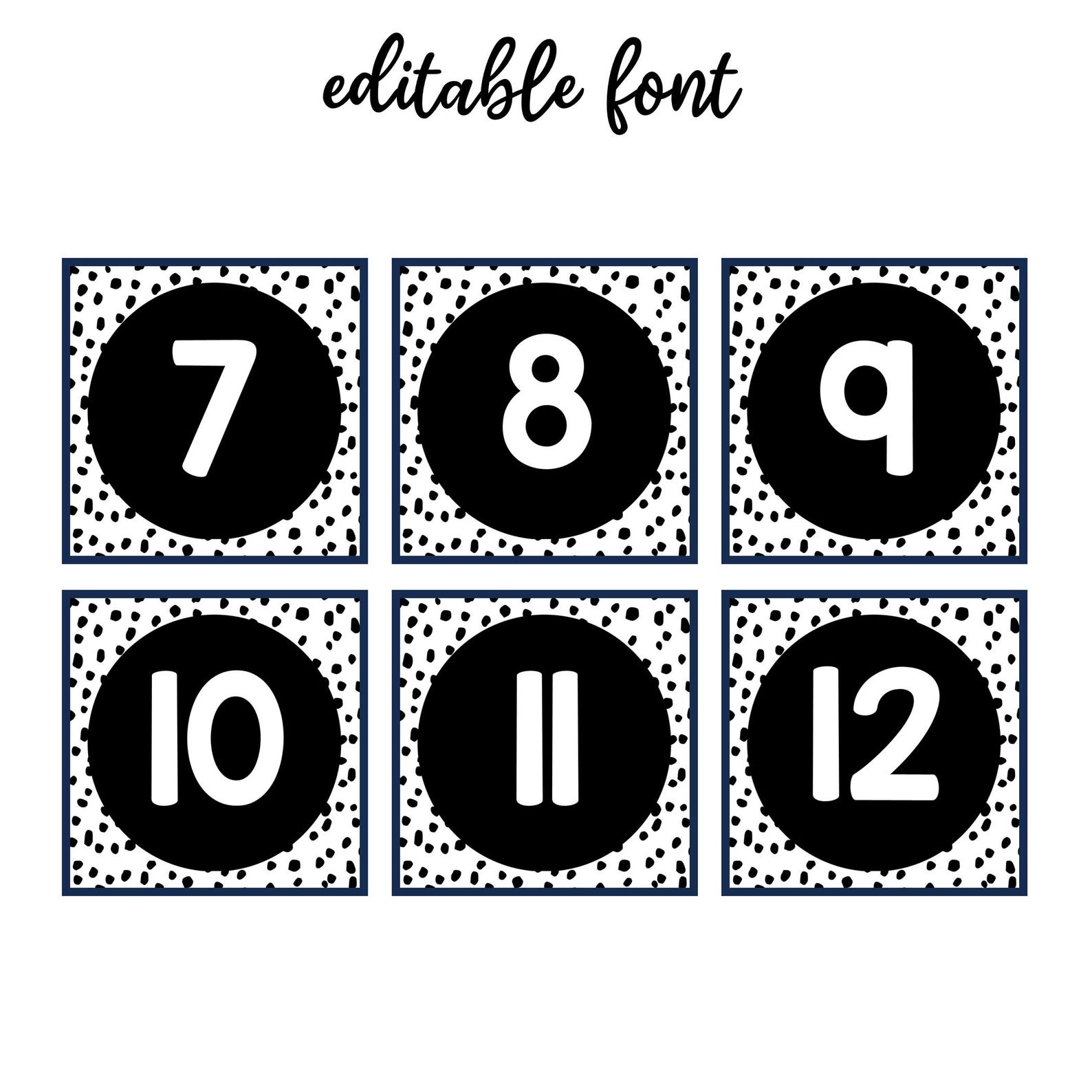 Printable Black and White Number Labels, Classroom Calendar Numbers ...