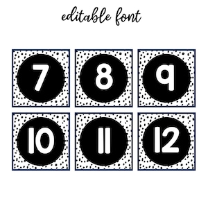 Printable Black and White Number Labels, Classroom Calendar Numbers ...