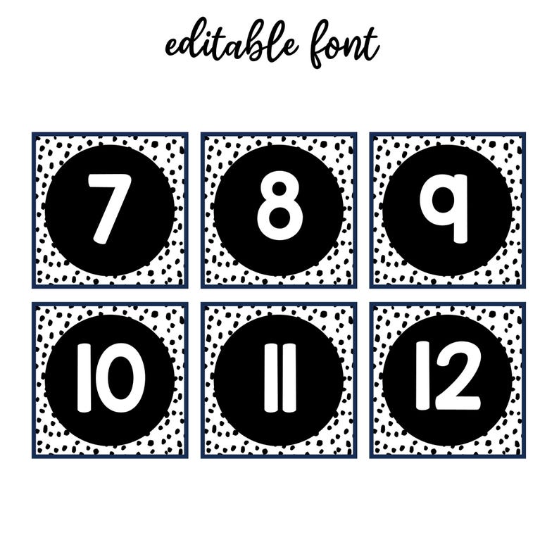 Printable Black and White Number Labels, Classroom Calendar Numbers ...