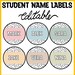Printable Boho Spotty Neutral Student Name Labels, Round Student Name ...