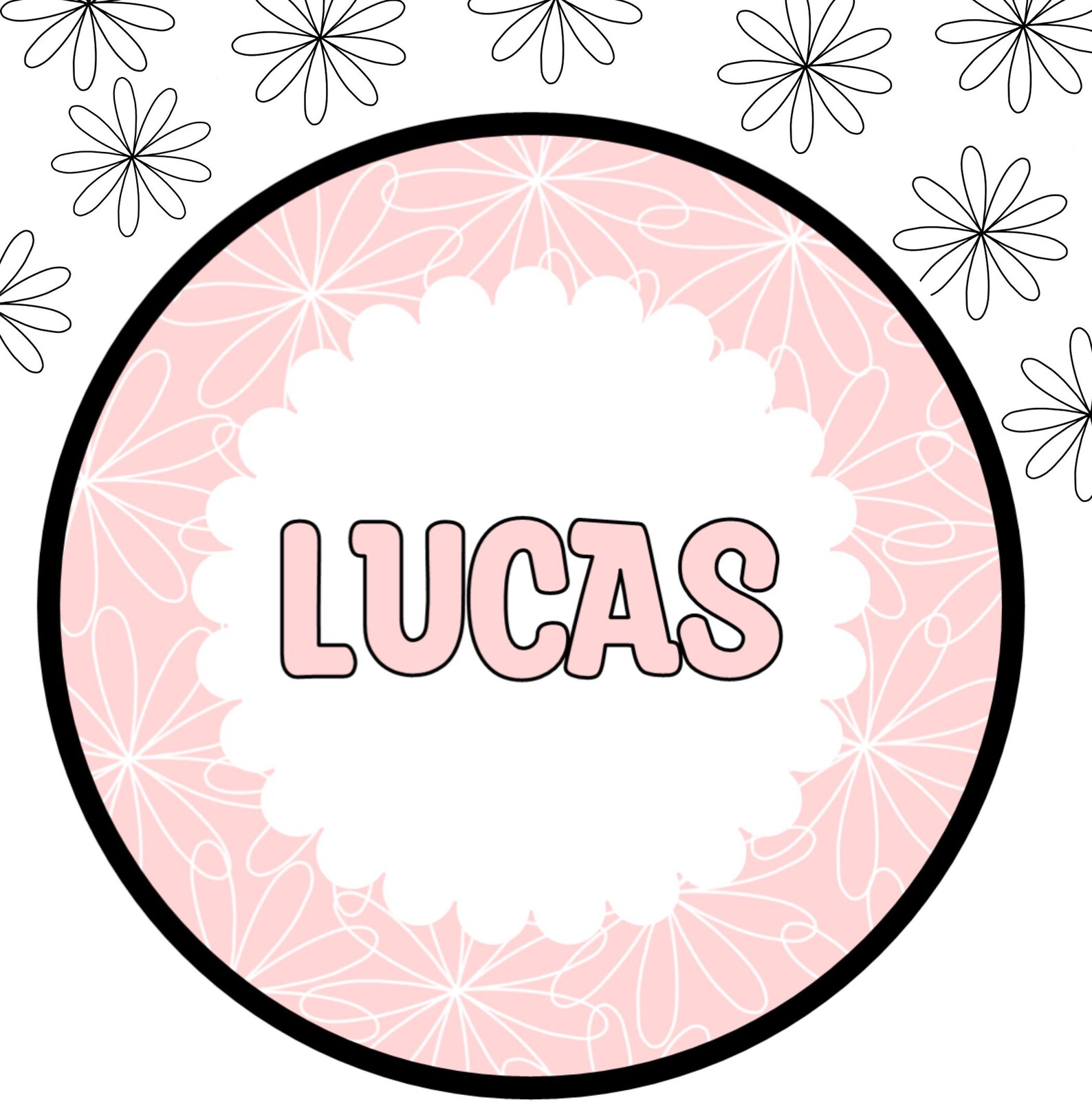 Printable Floral Name Labels, Circle Boho Student Name Plates, Name ...