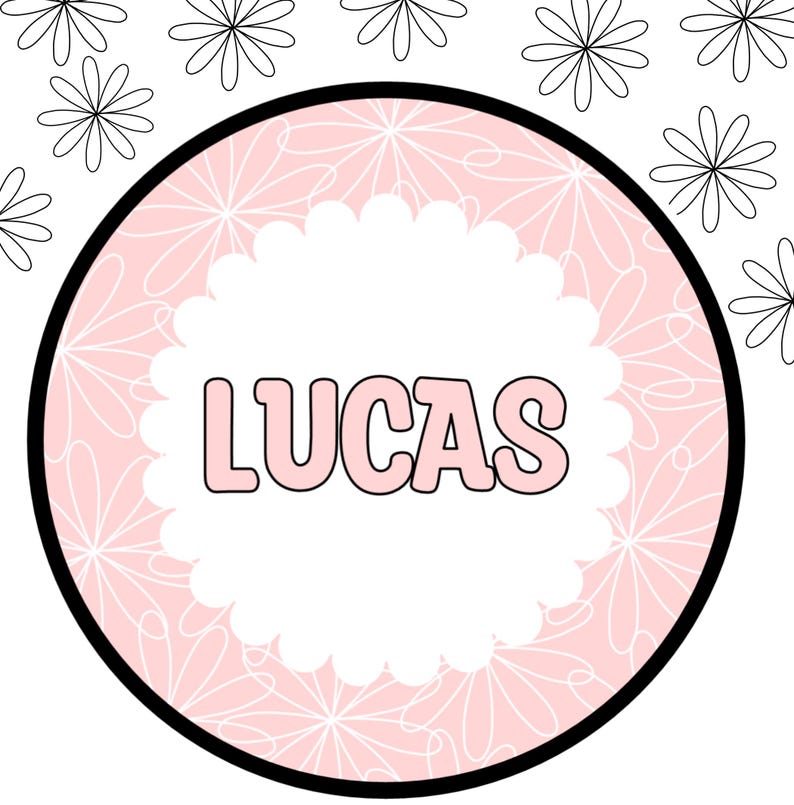 Printable Floral Name Labels, Circle Boho Student Name Plates, Name ...