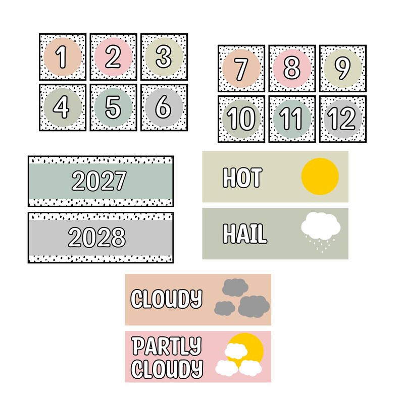 Printable Boho Neutral Spotty Classroom Calendar Labels, Calendar Cards ...