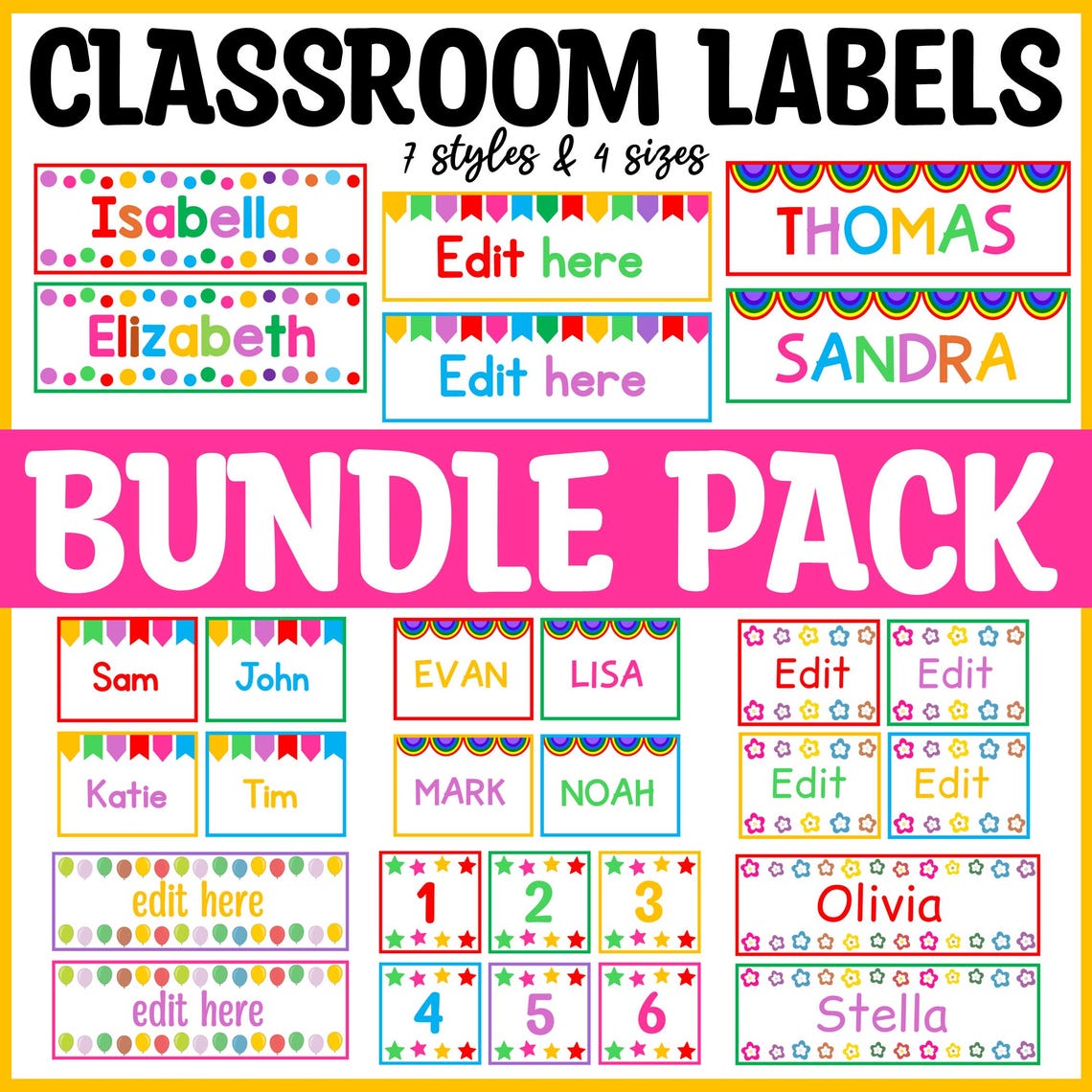 Printable Classroom Labels Bundle Pack, Name Labels, Back to School ...
