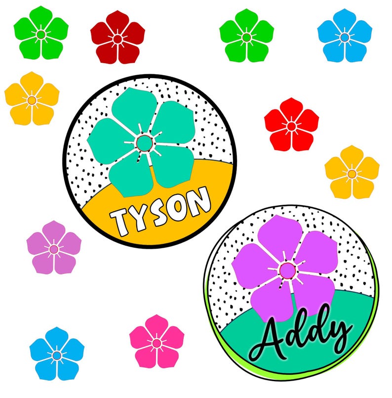 Back to School Floral Spotty Spring Student Name Plates, Spotty ...