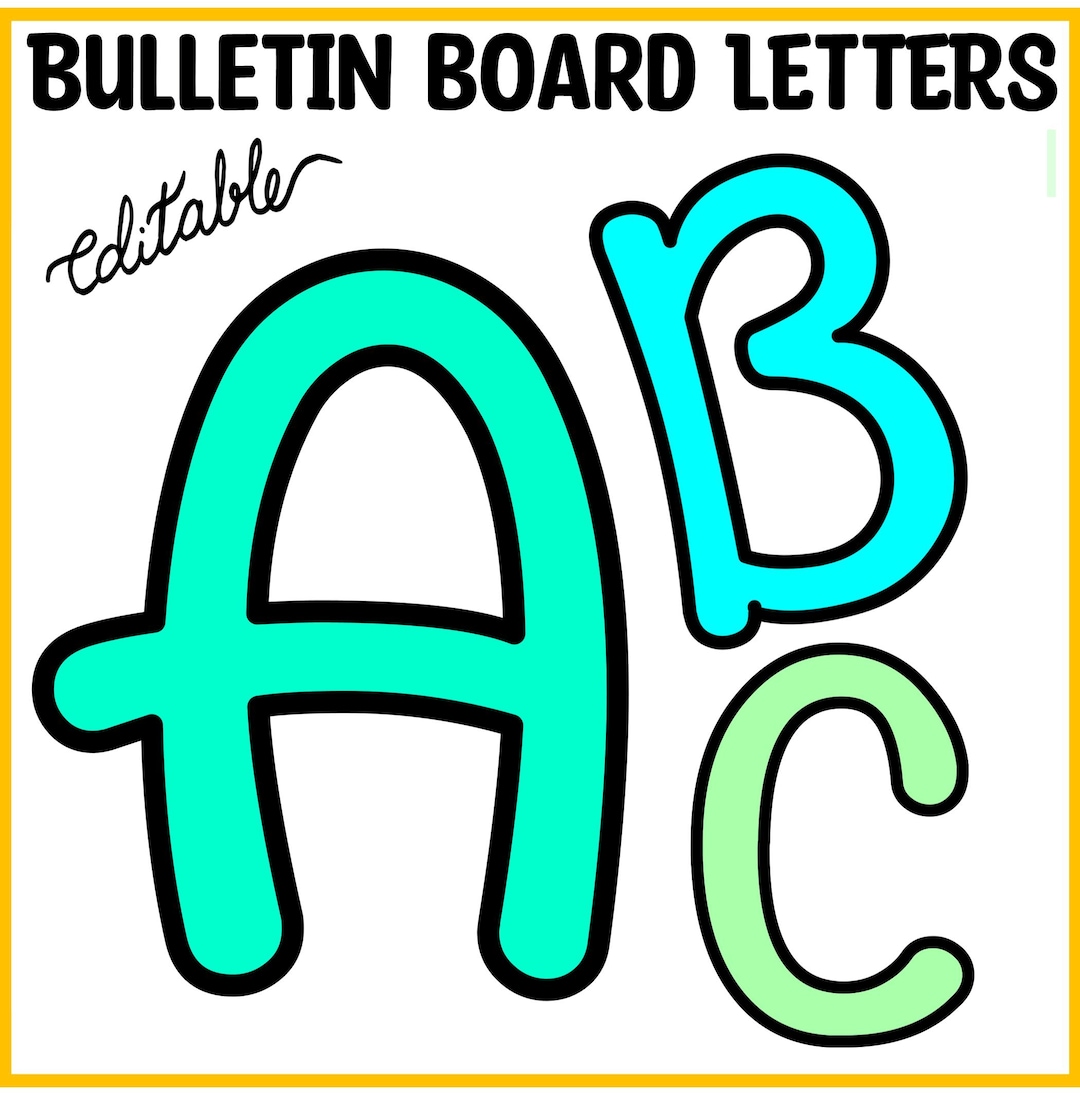 Printable Blue and Green Bulletin Board Letters, Editable Bright ...