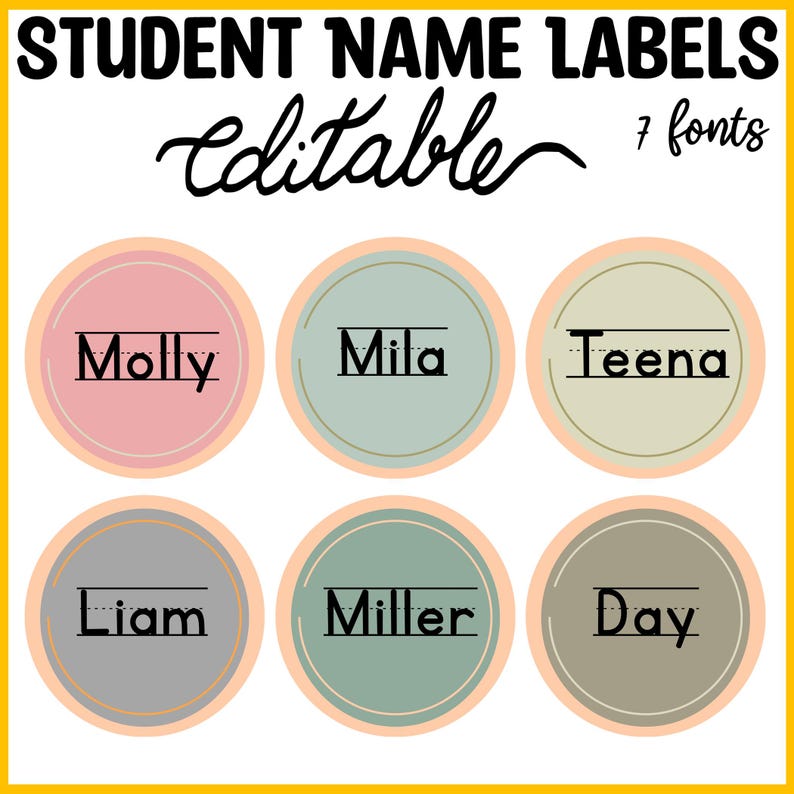 Printable Boho Neutral Spotty Student Name Labels, Library Labels, Name ...
