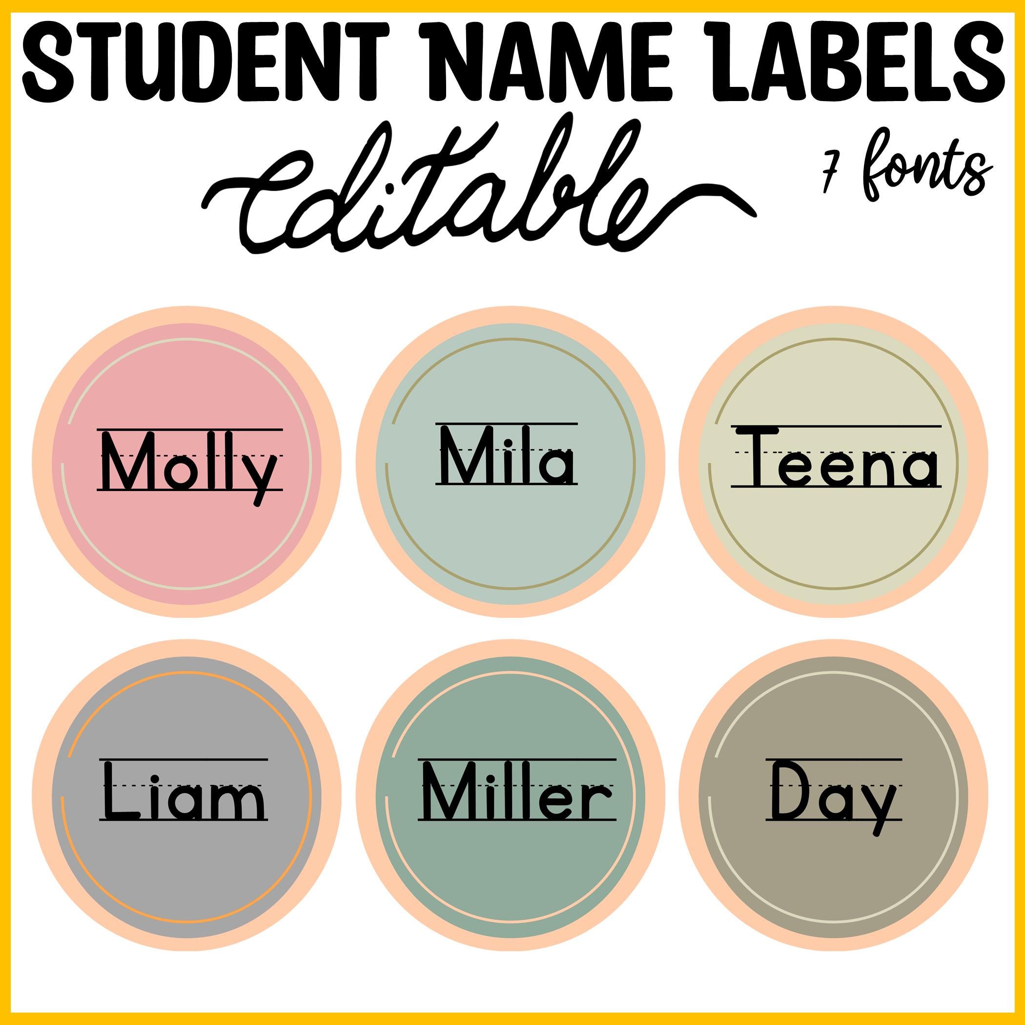 Printable Boho Neutral Spotty Student Name Labels, Library Labels, Name ...