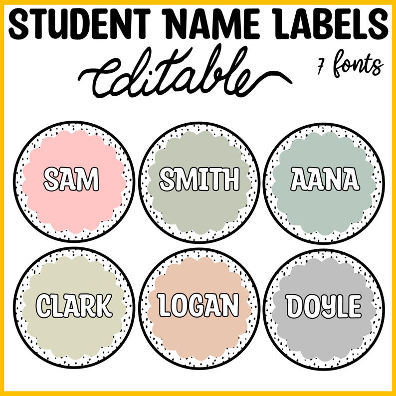 Back to School Printable Boho Neutral Spotty Student Name Labels, Cubby ...