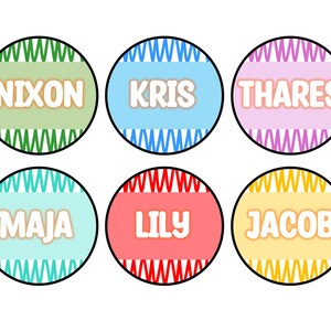 Printable Bright Wavy Student Name Labels, Colorful Classroom Labels ...