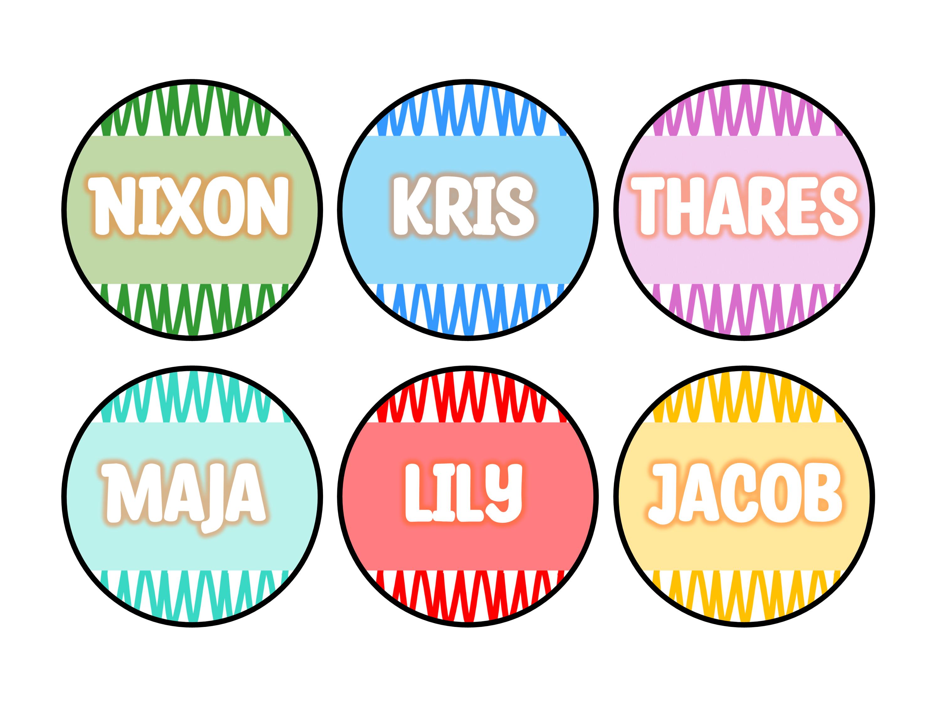 Printable Bright Wavy Student Name Labels, Colorful Classroom Labels ...