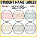 Printable Boho Neutral Minimalist Dotty Student Name Labels, Calm ...
