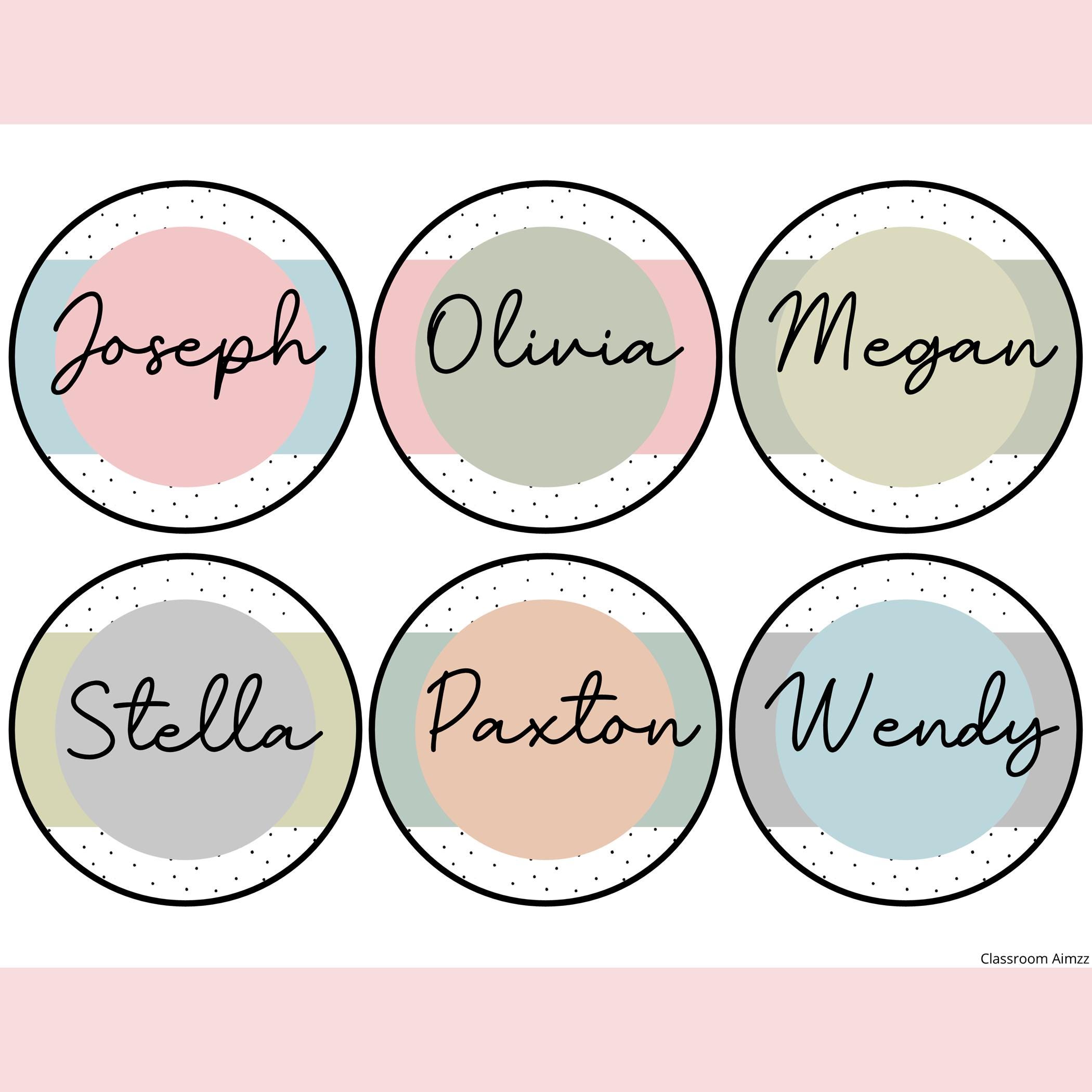 Printable Boho Neutral Spotty Student Name Labels, Cubby Labels, Boho ...