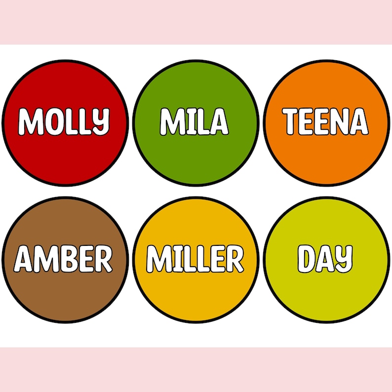 Printable Bright Fall Student Name Labels, Round Autumn Classroom ...