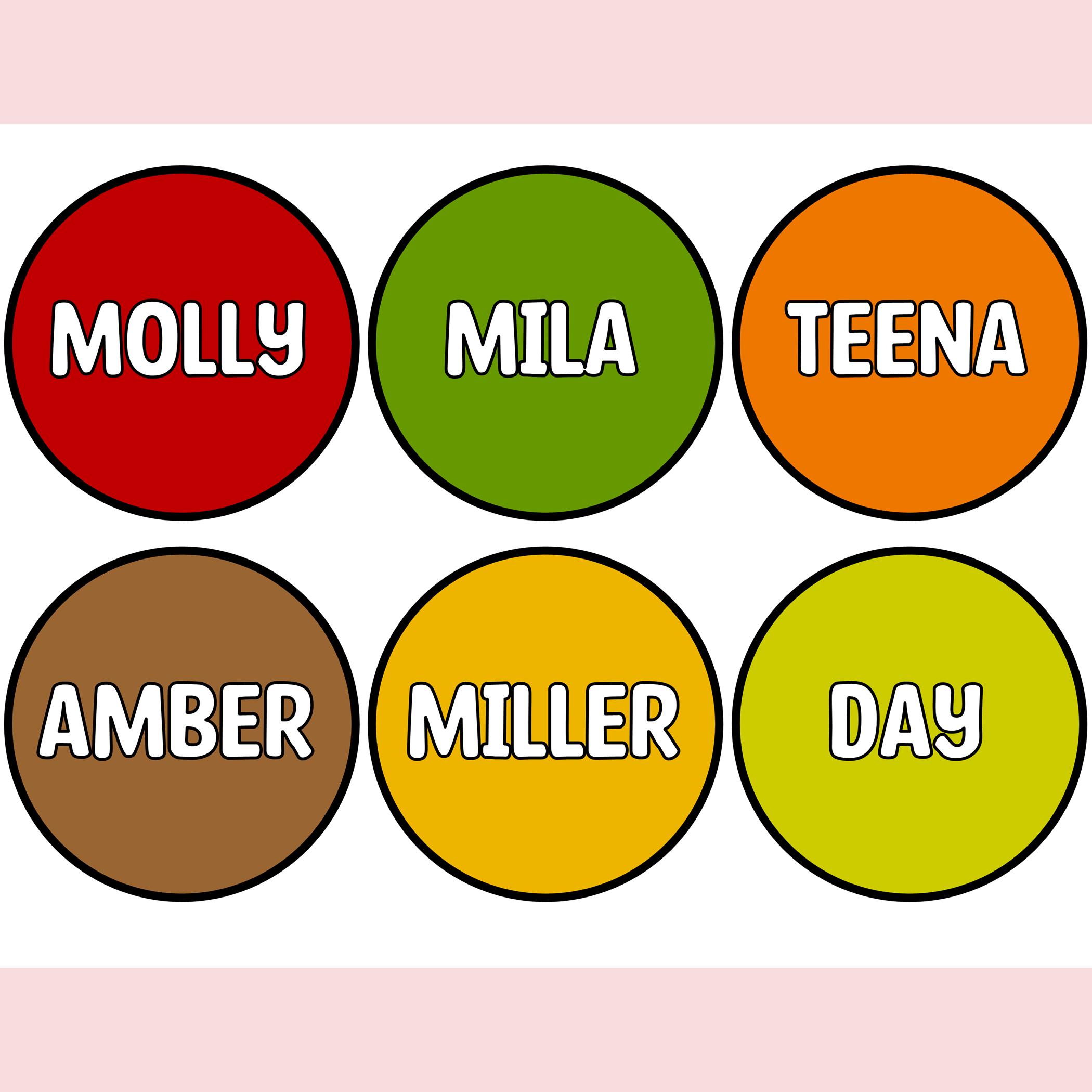 Printable Bright Fall Student Name Labels, Round Autumn Classroom ...