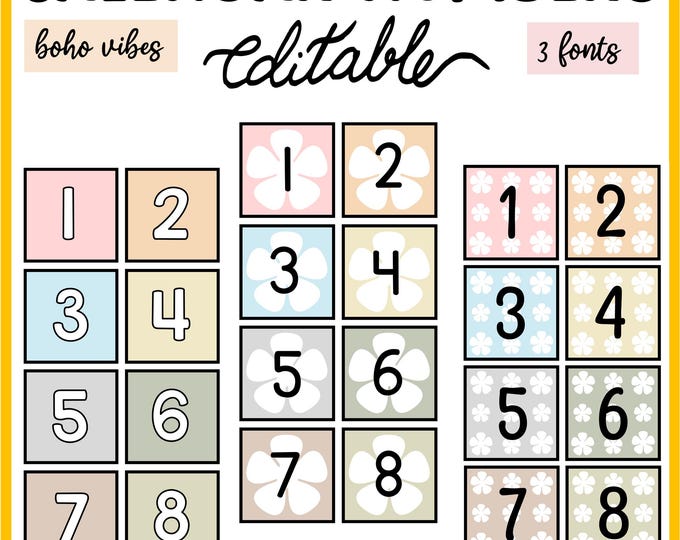 Printable Boho Neutral Number Labels, Number Tags, Cubbies Labels, Book ...