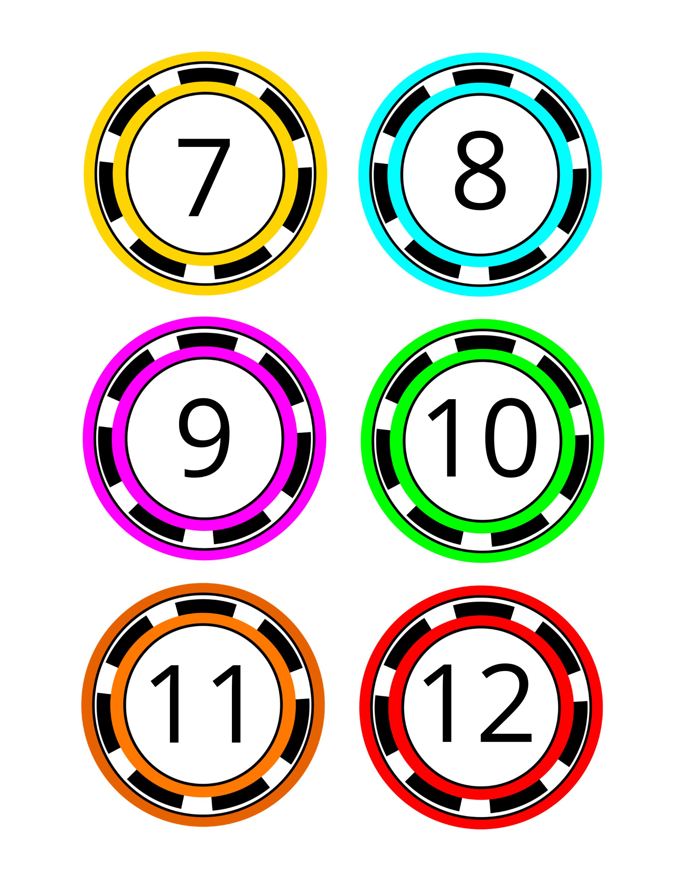 Printable Back to School Bright Wheel Number Labels 1 to 36, Round ...