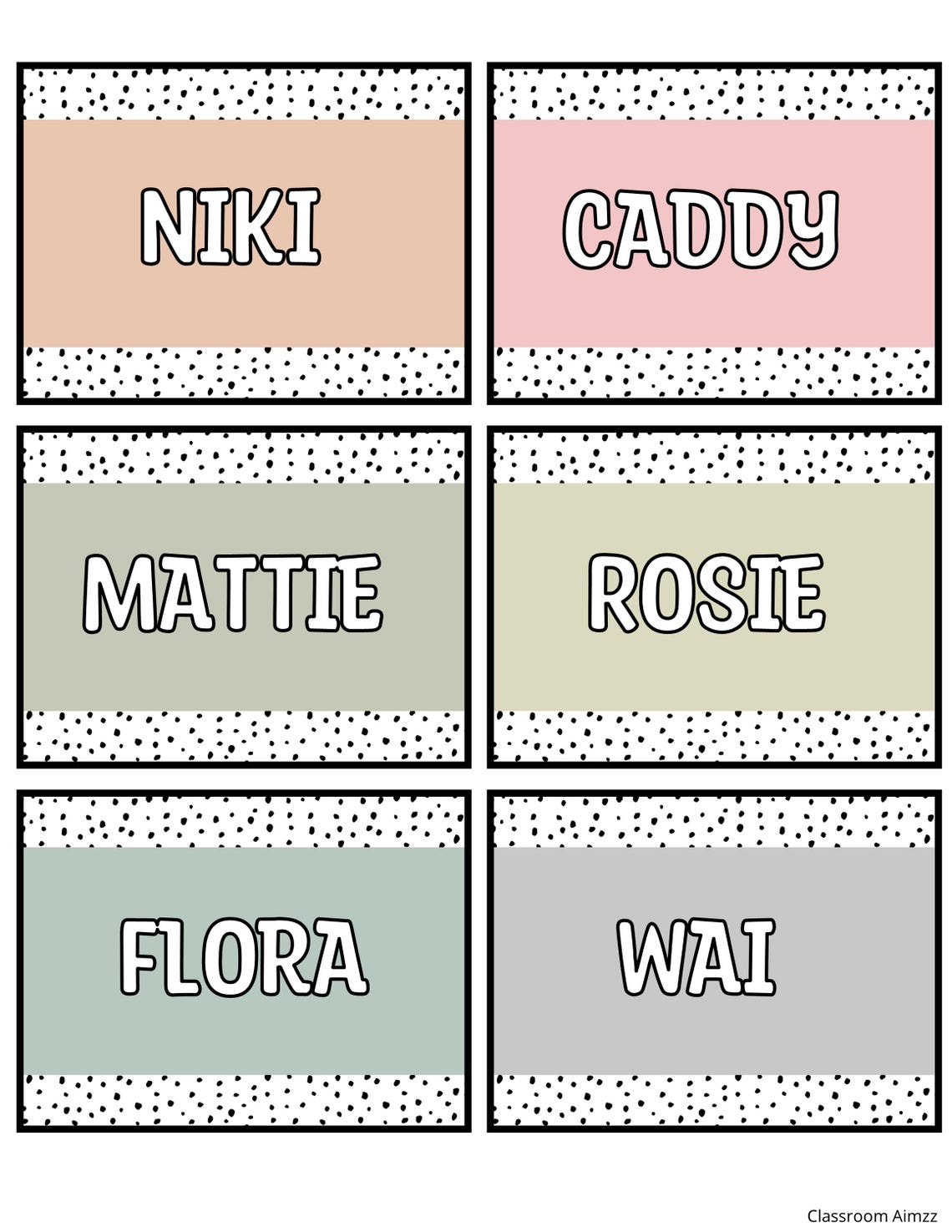 Printable Spotty Name Labels, Back to School Nametags, Boho Spotty ...
