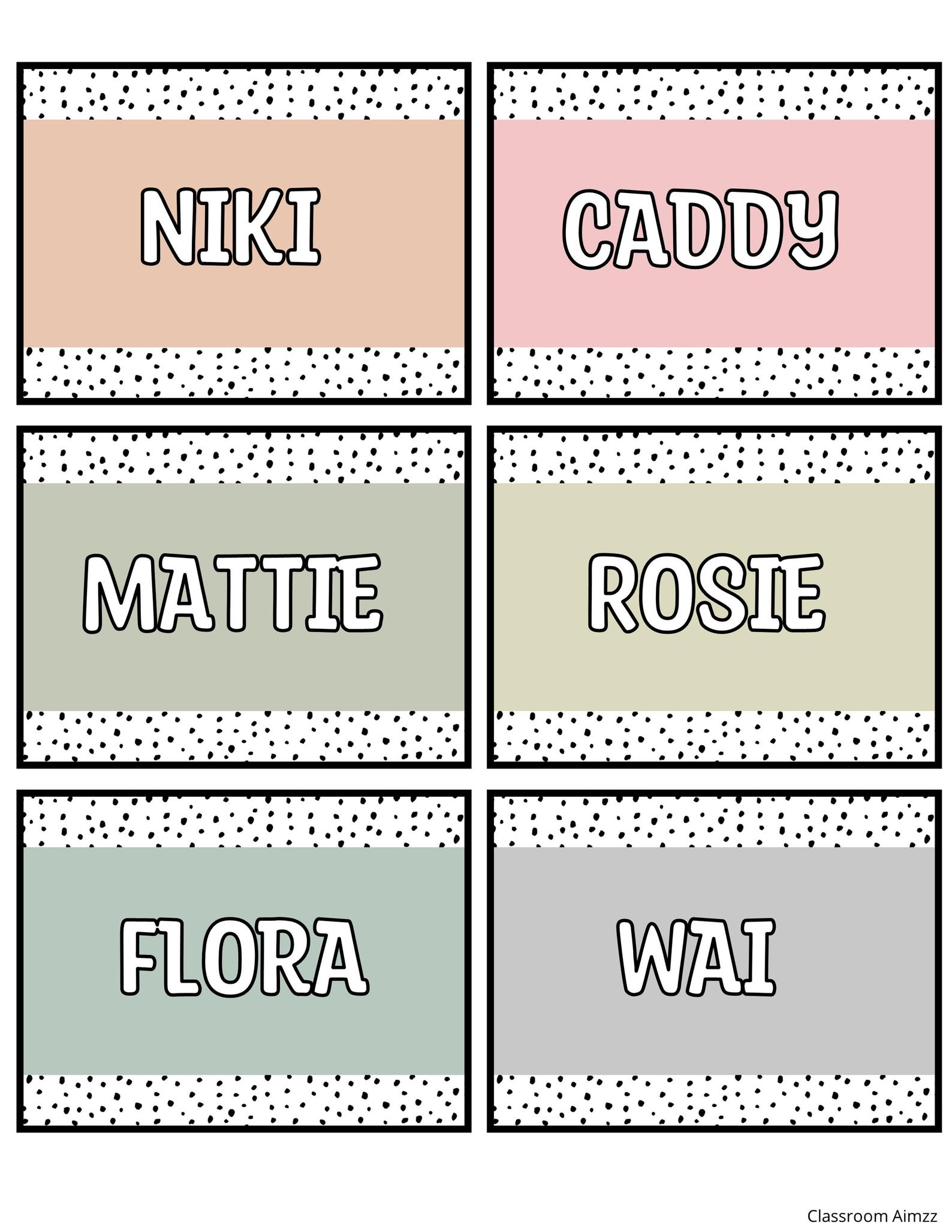 Printable Spotty Name Labels, Back to School Nametags, Boho Spotty ...