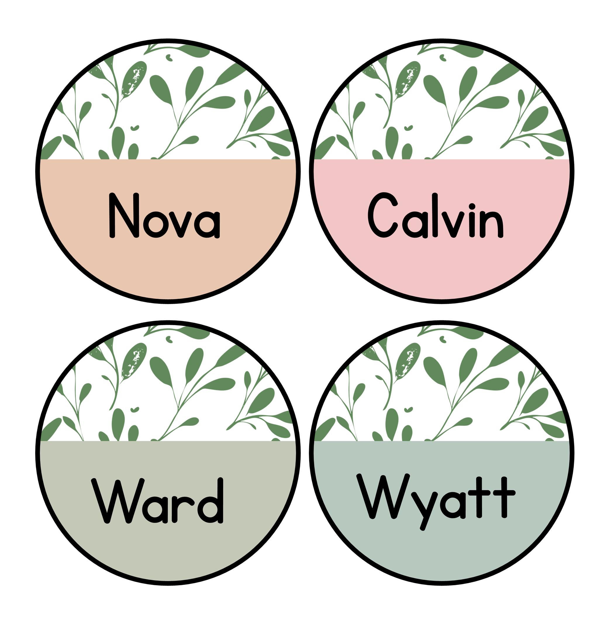 Printable Botanical Student Name Labels, Boho Neutral Student Name ...