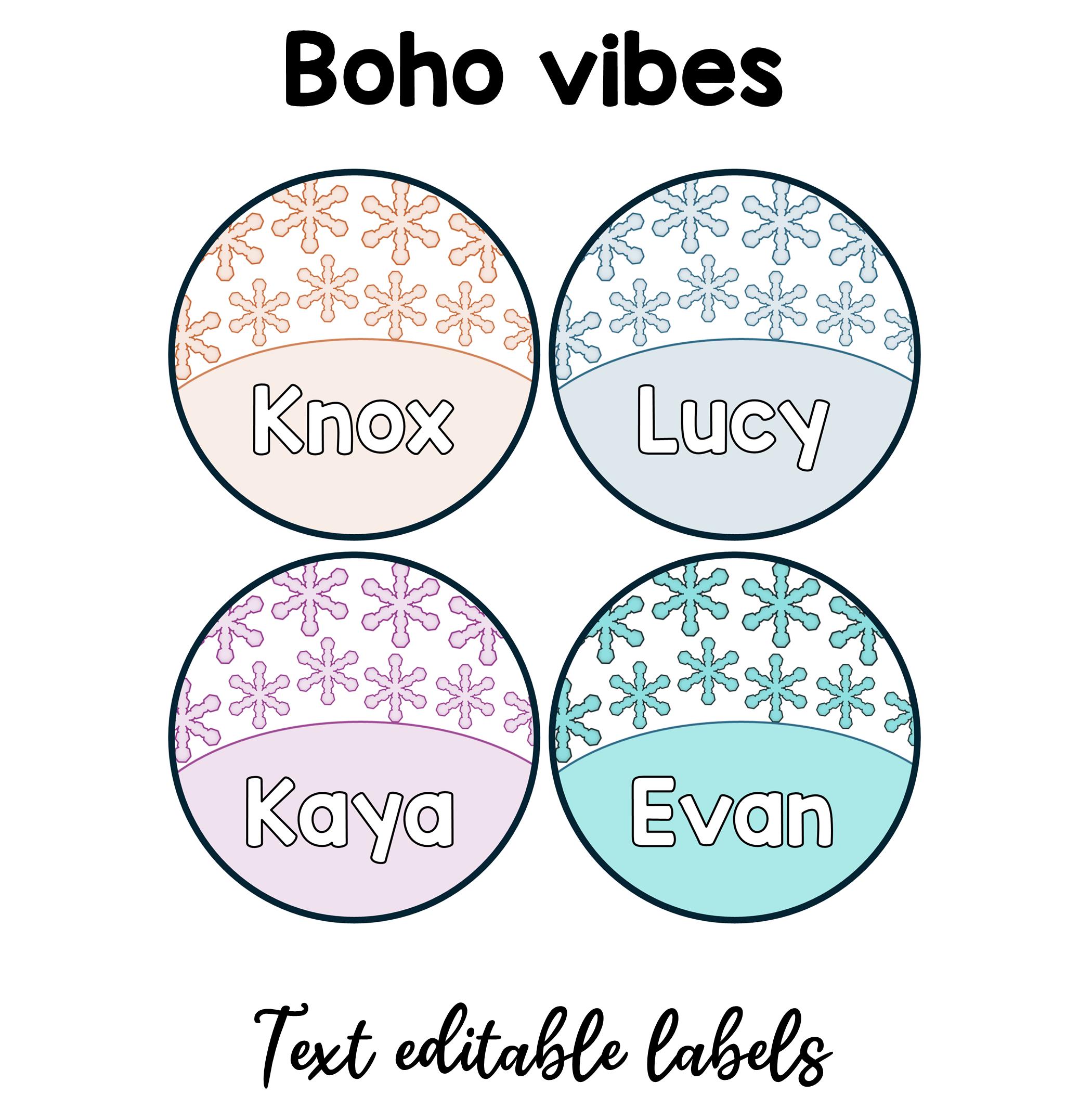 Winter Student Name Tags, Printable Snowflakes Name Labels, Cubby ...