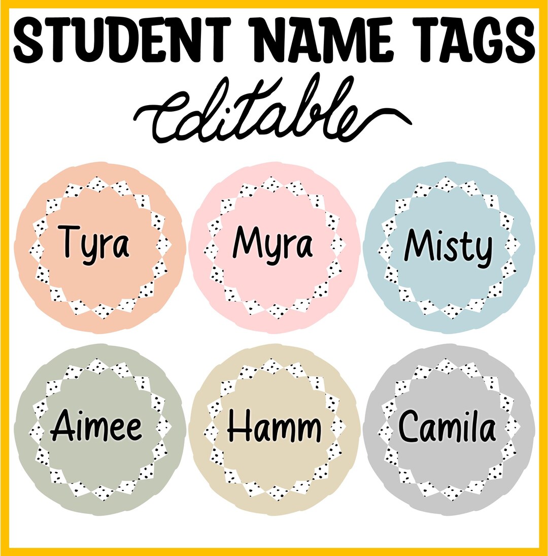 Printable Boho Neutral Spotty Student Name Plates, Name Cards, Cubby ...