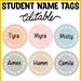 Printable Boho Neutral Spotty Student Name Labels, Circle Tags, Bin ...