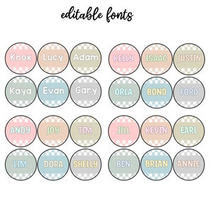 Back to School Round Boho Neutral Checkered Classic Student Name Labels ...