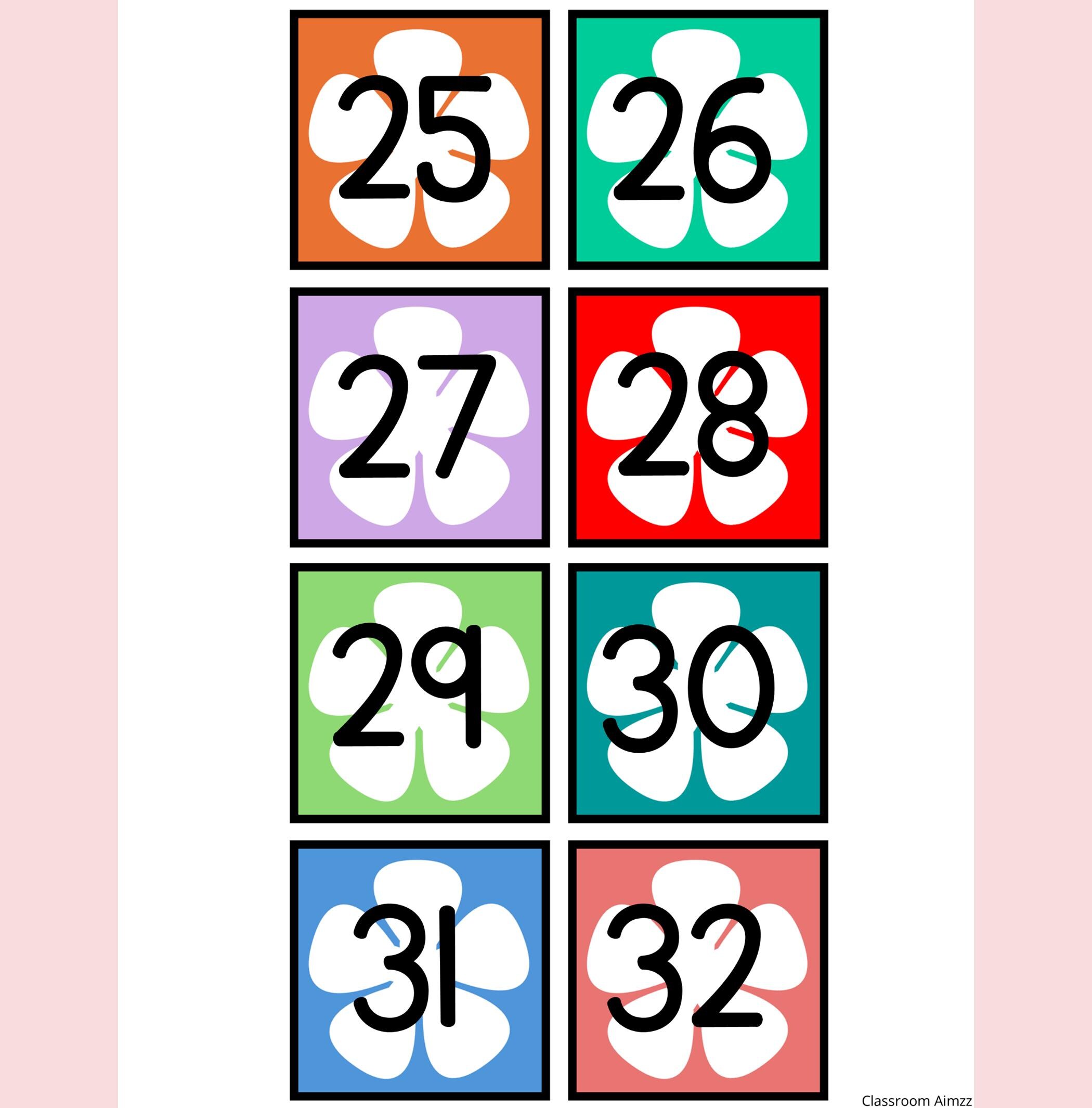 Printable Bright Classroom Calendar Number Labels, Number Tags, Numbers ...