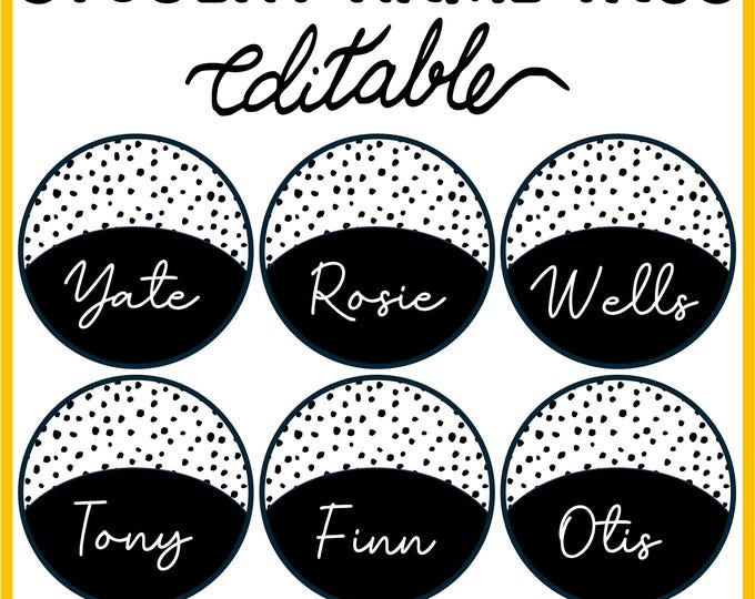 Black White Botanical Classroom Labels, Student Name Tags (editable ...