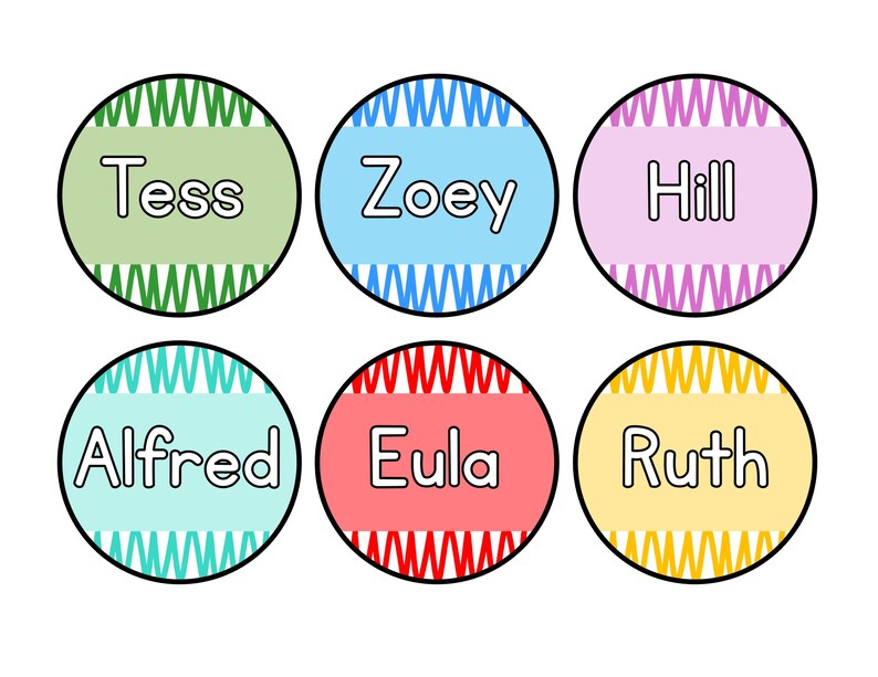 Printable Bright Wavy Student Name Labels, Colorful Classroom Labels ...