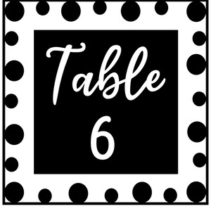 Printable Back to School Polka Dots Black and White Table, Team and ...