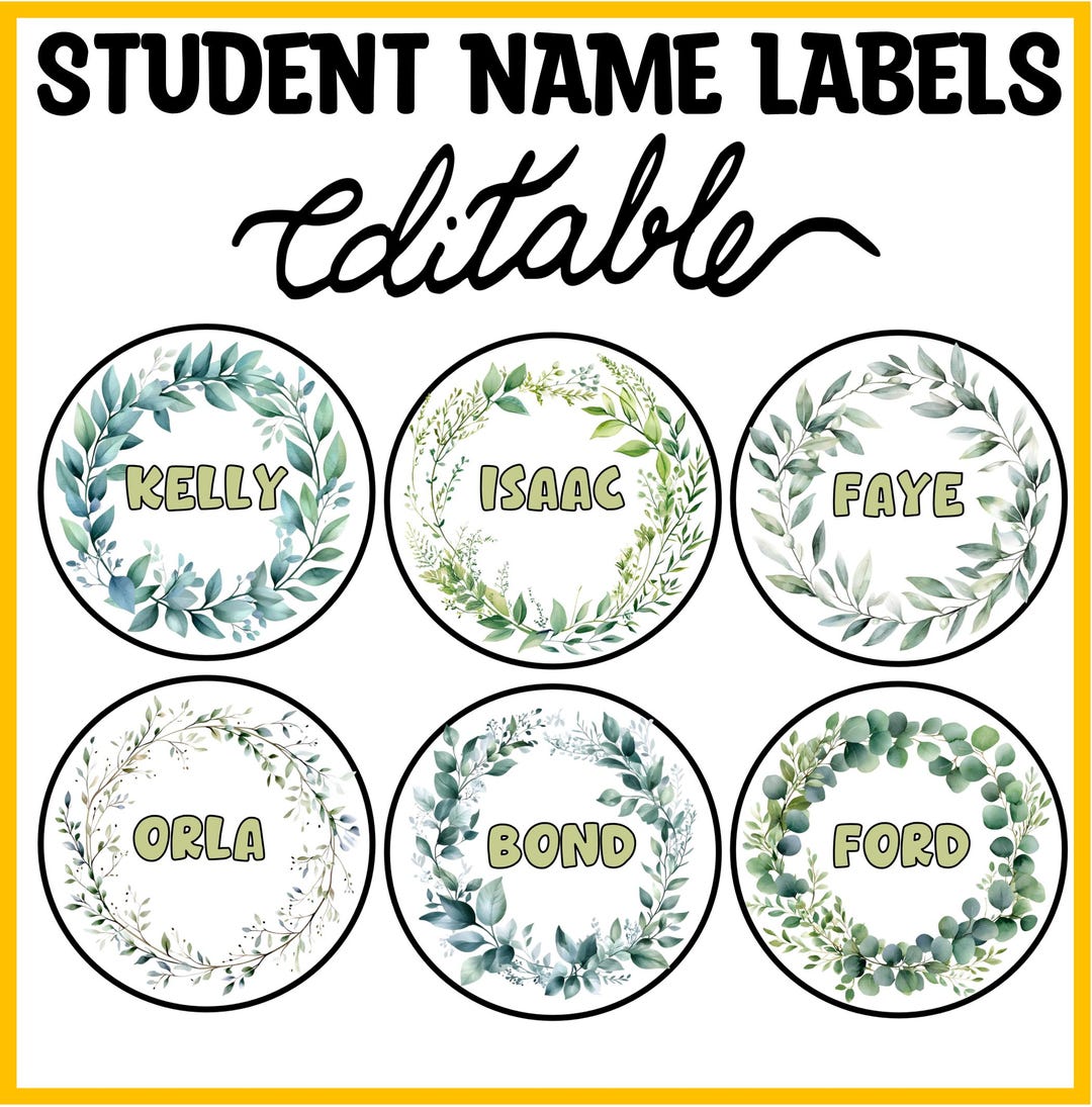 Editable Plant Theme Name Labels, Botanical Nametags, Spring Classroom ...