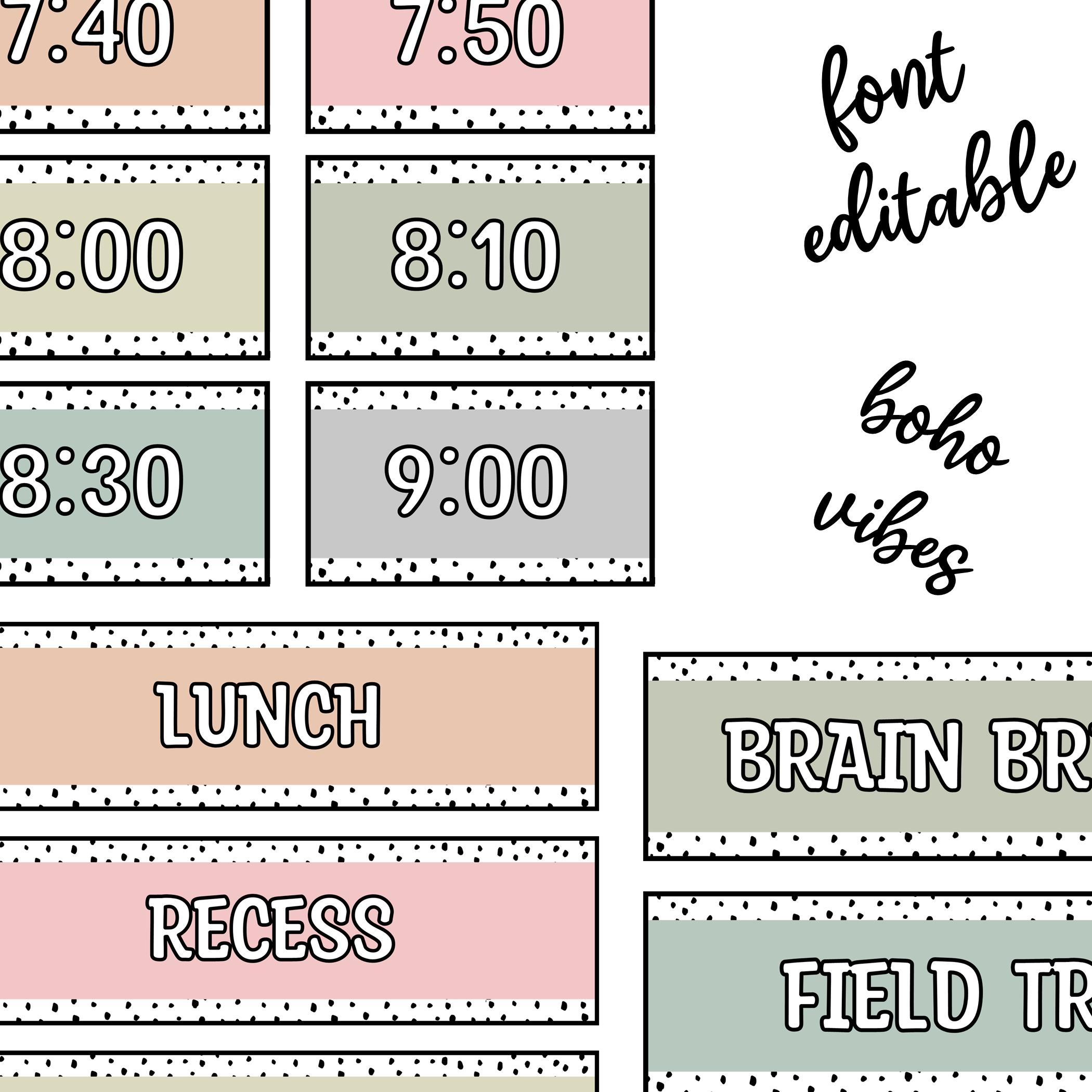 Printable Boho Neutral Classroom Schedule, Editable Classroom Schedule ...