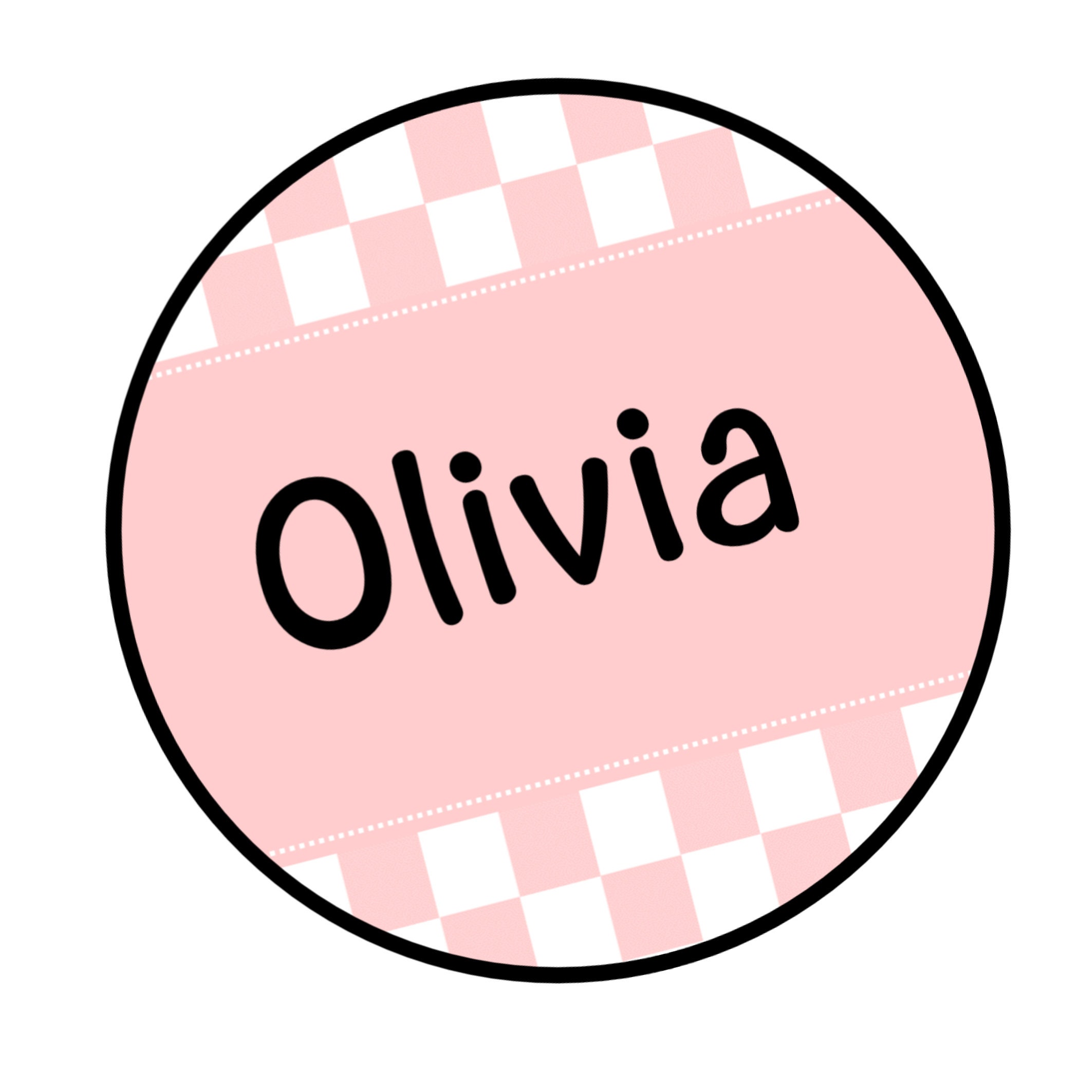Back to School Round Boho Neutral Checkered Classic Student Name Labels ...