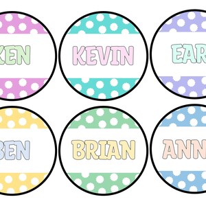 Back to School Round Name Tags, Printable Bright Student Name Tags ...
