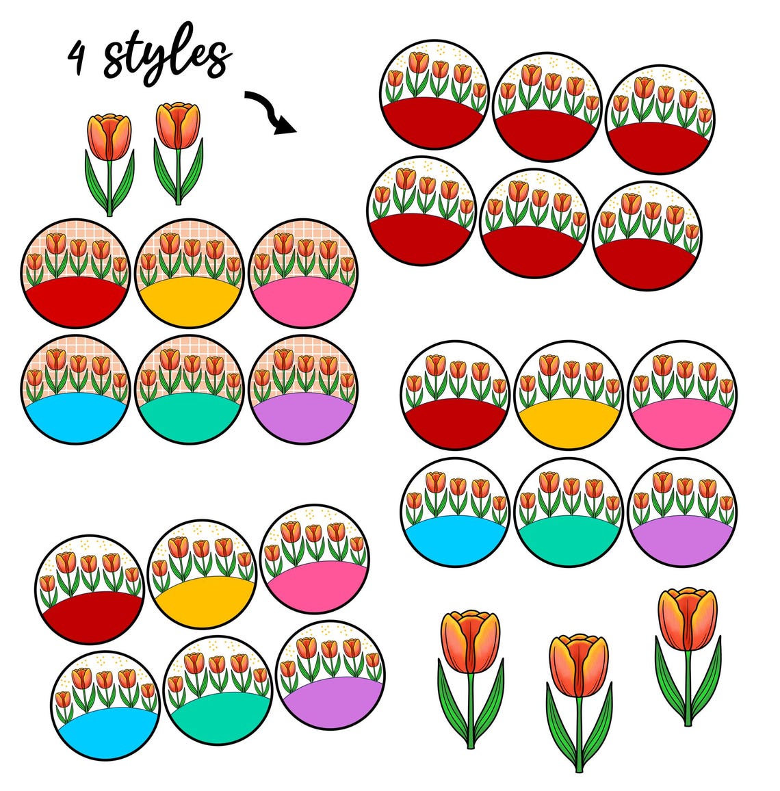 Printable Spring Nametags, Printable Bright Tulip Student Name Labels ...