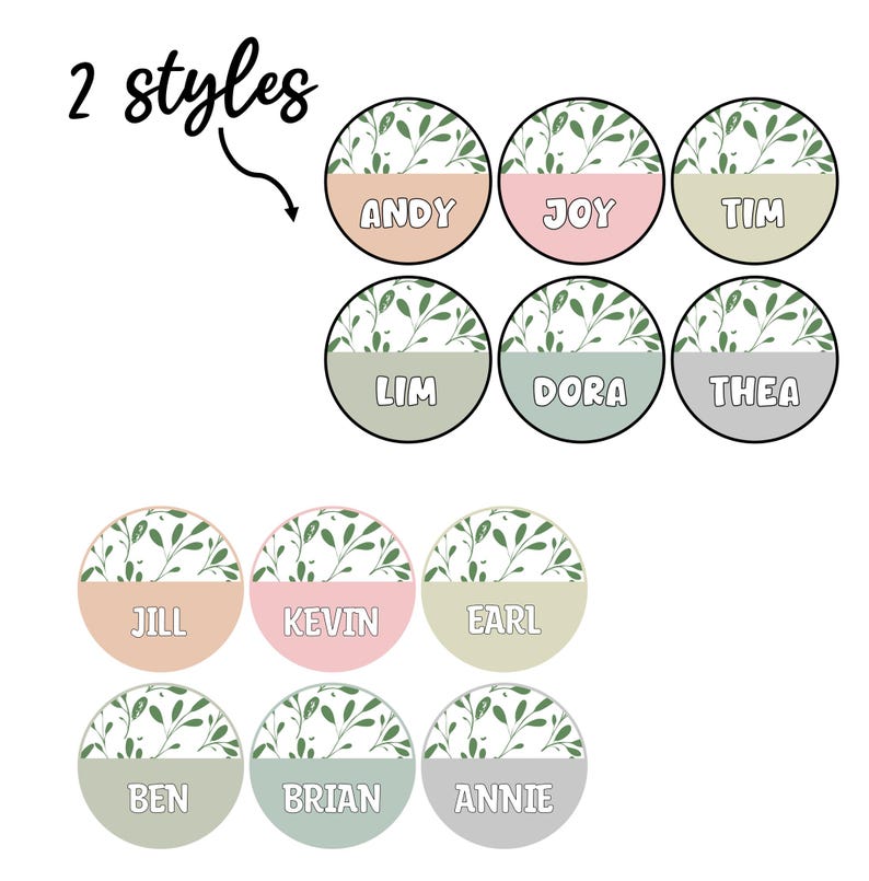 Printable Botanical Student Name Labels, Boho Neutral Student Name ...