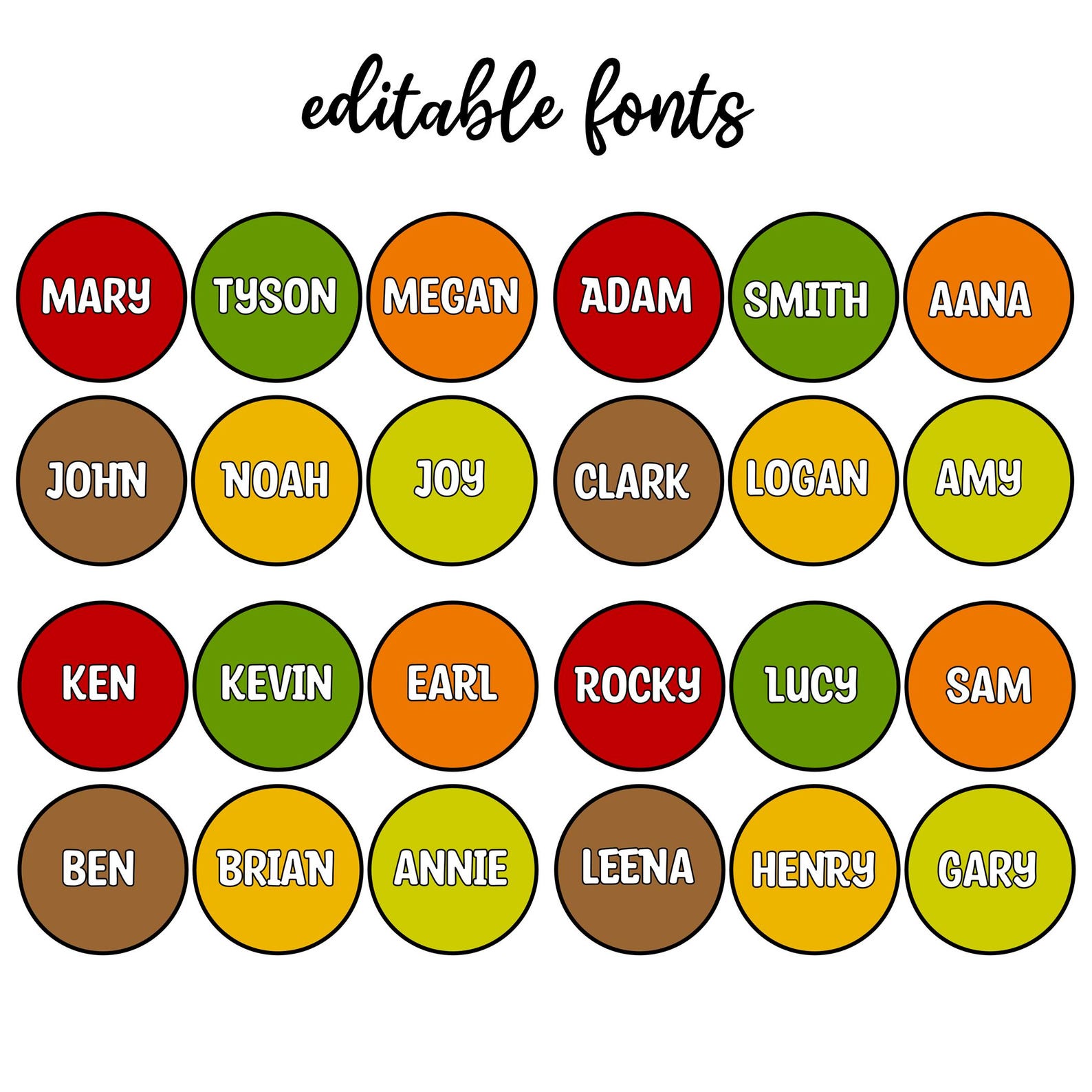 Printable Bright Fall Student Name Labels, Round Autumn Classroom ...