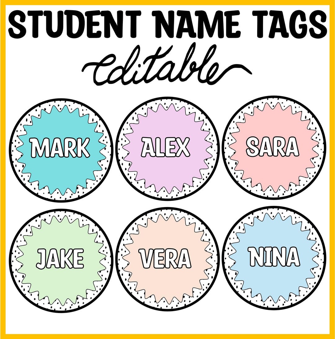 Printable Boho Neutral Spotty Student Name Plates, Name Cards, Cubby ...