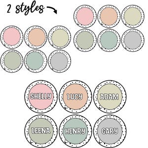 Printable Boho Neutral Spotty Student Name Labels, Back to School Kids ...