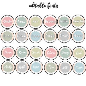 Printable Boho Dotty Student Name Labels, Calm Colors Classroom Labels ...